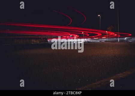 Long exposure photography of light traces projected on the screen (B/W ...