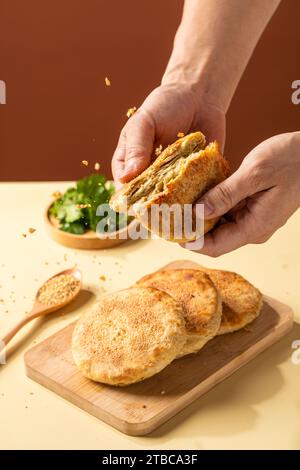 chinese traditional Sesame Cake with Minced pork Stock Photo - Alamy