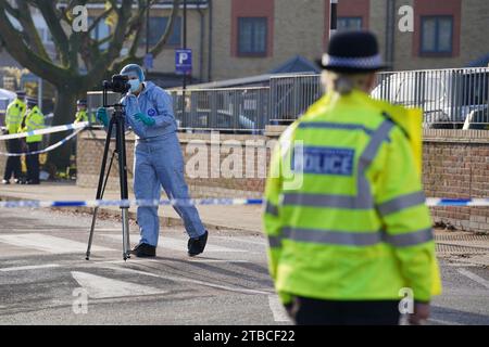 The scene near Vine Close, Hackney, east London, following a shooting ...