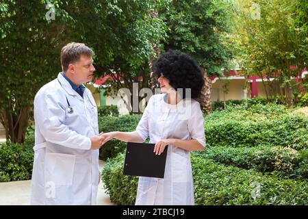 The chief physician director of hospital welcomes new trainee employee ...