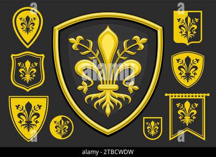 Florence, coat of arms with lily symbol, Italy, vector illustration ...