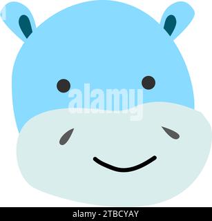 Background template design with wild hippo on blue paper illustration ...