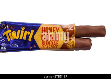 Cadbury Twirl chocolate honeycomb sundae flavour isolated on white ...