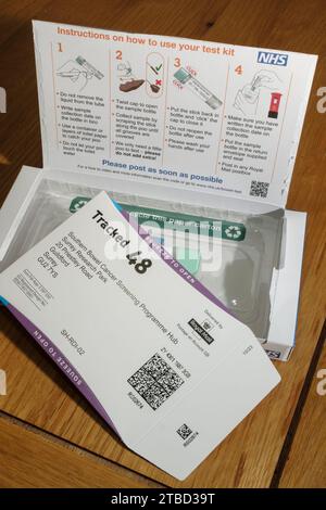 NHS bowel cancer screening kit Stock Photo - Alamy