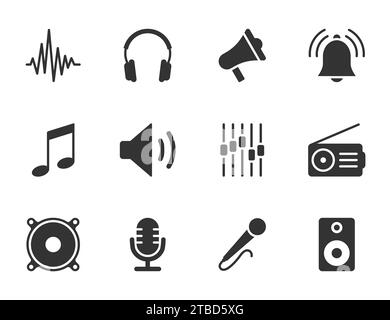 Music related symbols, such as: microphone, speaker, headphones ...