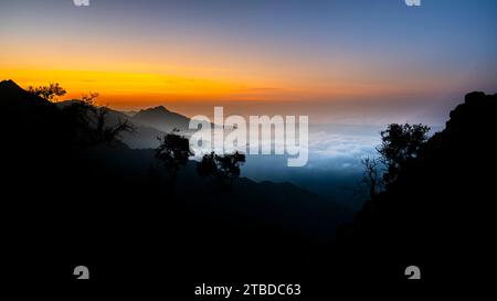 Sunrise from Jabal Aswad (The Black Mountain), Saudi Arabia Stock Photo ...