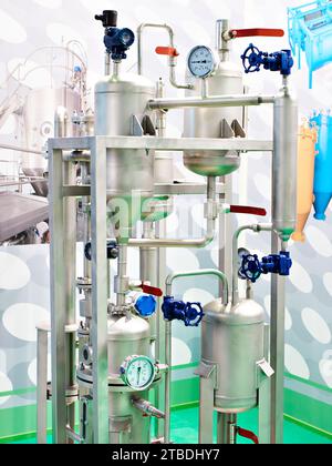 Industrial installation with pressure sensors metal pipeline Stock ...