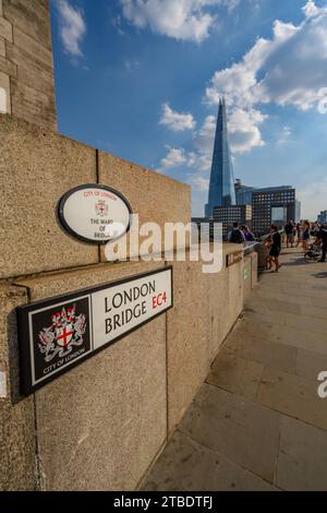 The shard and the pool of London from the north side of London Bridge ...