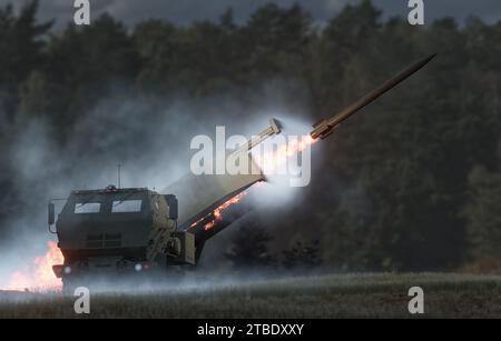 High Mobility Rocket Artillery System during firing Stock Photo - Alamy