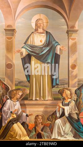 VICENZA, ITALY - NOVEMBER 6, 2023: The Heart of Jesus painting on the ...