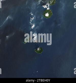 Anak Krakatau volcanic island between the Indonesian islands of Java ...