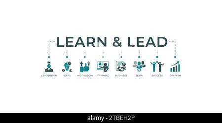 Banner of learn and lead concept vector illustration with icon of ...