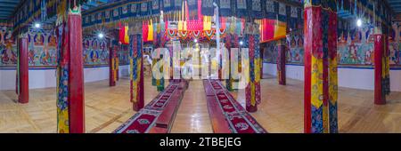 Dukhang, prayer and meeting room, Diskit Monastery, near Hunder, Nubra ...