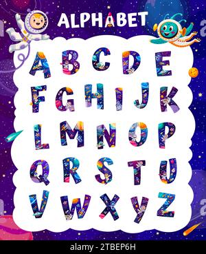 Star space font type, starry typeface or galaxy alphabet, vector ...