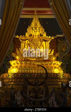 Phra Buddha Hiranrat His body was dressed in royal garb in the pose of ...