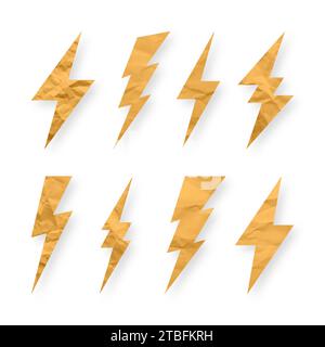 Lightning bolt, crumpled paper texture, cardboard. Flash symbol ...