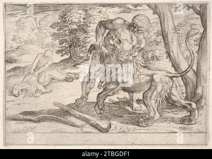 Hercules and the Nemean Lion, Antonio Tempesta, 1608 print Hercules ...