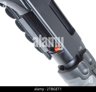 Empty chamber in a shotgun isolated on white Stock Photo - Alamy