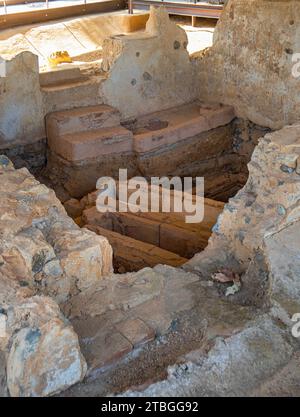 Remains of ancient Roman ruins eroded by the passage of time with ...