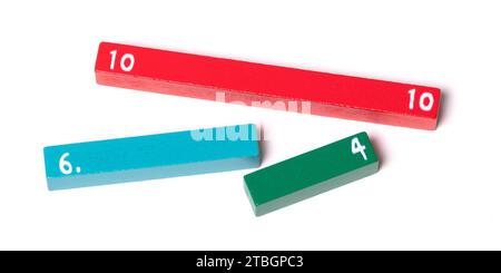 Wooden counting rods used to calculate mathematics using colour and ...
