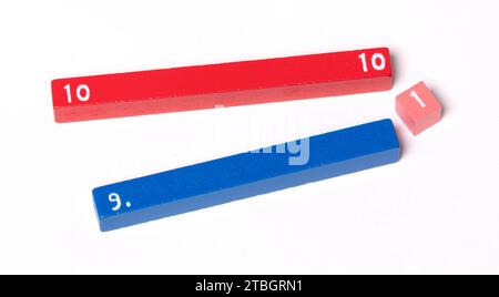 Wooden counting rods used to calculate mathematics using colour and ...