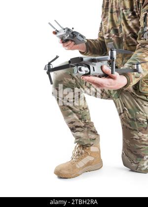 Modern army soldier with drone. Crucial role of drones in smart war ...