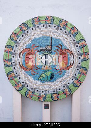 a Circular mosaic of the Crab and winkle line in Whitstable Kent UK ...