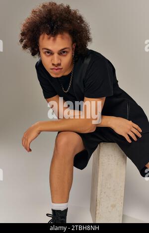 appealing african american male model in linen sophisticated attire ...