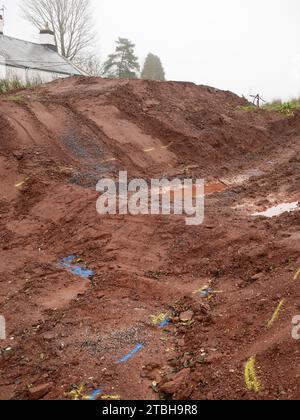 Construction site marking for groundworks at a property development ...