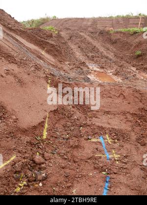 Construction site marking for groundworks at a property development ...