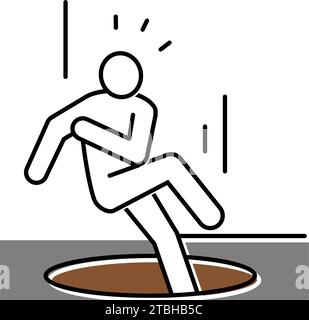 pit fall man accident color icon vector illustration Stock Vector Image ...