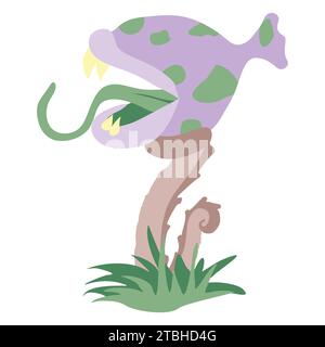 Cartoon scary carnivorous plant on white background. Vector Colorful ...