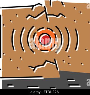 tectonic earthquake disaster color icon vector illustration Stock ...