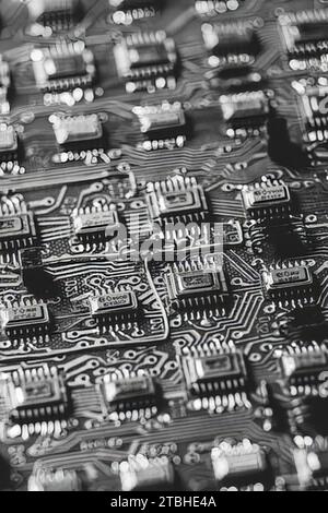 close view of the circuits of a modern computer memory chip Stock Photo ...