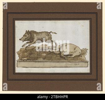 A Boar, Galloping to the Left, and a Sleeping Sow (on the Base) MET SF ...