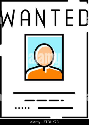 wanted poster crime color icon vector illustration Stock Vector Image ...