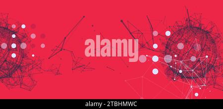 Geometric plexus pattern digital 3d shapes 3 vertical gradient color banners with text blocks ...