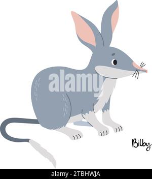 Australian animal bilby. Cute wild mammal. Vector illustration. Linear ...
