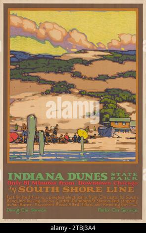 Old American travel poster - Indiana dunes by South Shore Line, 1927 ...