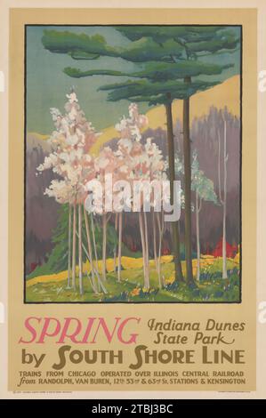 Old American travel poster - Indiana Dunes State Park by South Shore ...
