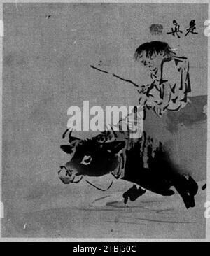 Shibata Zeshin - Boy on Ox Stock Photo - Alamy
