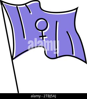 Feminism flag color line icon, sexism and feminism, women rights flag ...