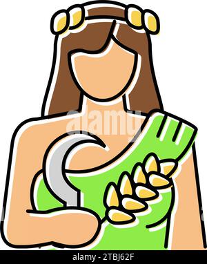 demeter greek god mythology color icon vector illustration Stock Vector ...