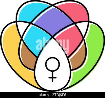intersectional feminism woman color icon vector illustration Stock ...