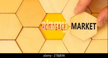 Mortgage market symbol. Concept words Mortgage market on wooden cubes ...