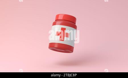 Medicine Bottle Jar 3D Illustration Mockup Scene on Isolated Background ...