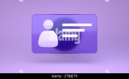 ID Card Icon on transparent matte plastic. Identification card on Blue ...