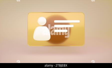 ID Card Icon on transparent matte plastic. Identification card on Blue ...