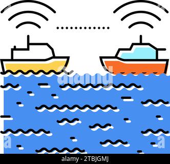 ship collision avoidance systems color icon vector illustration Stock ...
