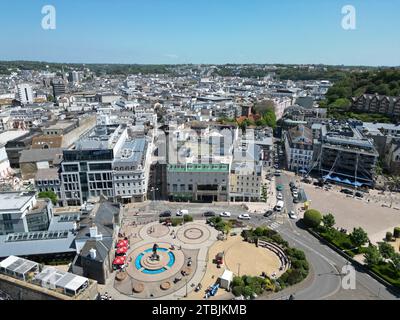 Aerial View of St. Helier, capital town of Jersey, Channel Islands, UK ...